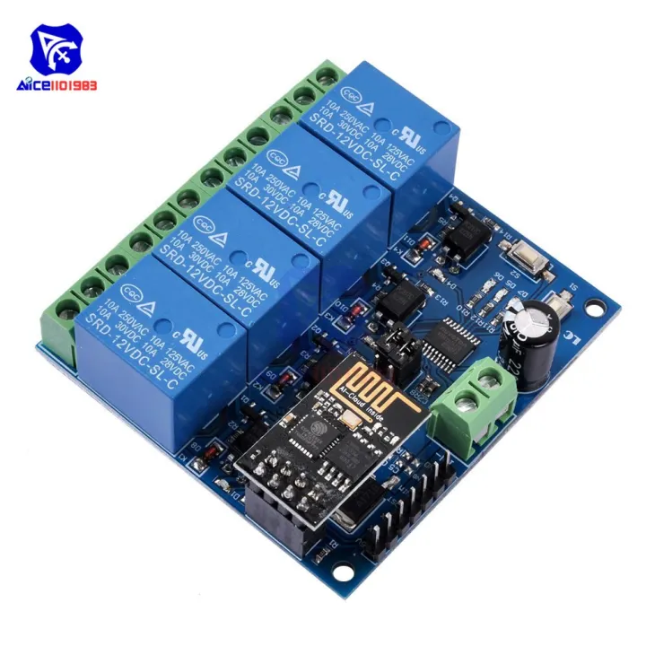 diymore DC 12V ESP8266 4 Channel Relay Board ESP-01 WIFI Module for ...