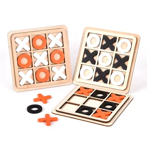 XO Game Wooden Block Puzzle Jigsaw Indoor Party Game Tic Tac Toe Game ...