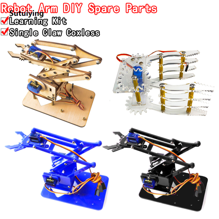 Sutuiying SG90 MG90S 4 DOF Unassembly Acrylic Mechanical Arm Robot Manipulator Sales promotion ...