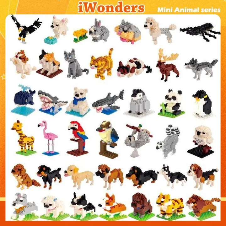 Nano Blocks Animal Collection Pet Cat Dog Building Blocks Panda ...