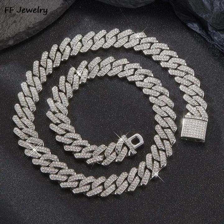 16/18/20/24inch Cuban Link Chain Hip Hop Men Necklace iced out paris ...