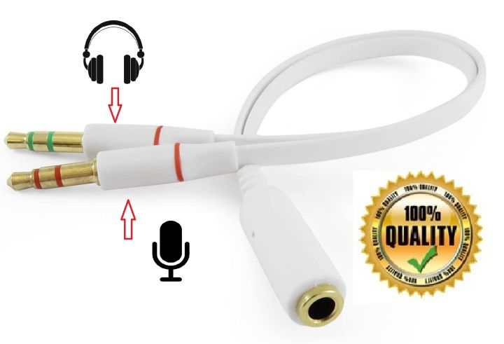 3.5mm Y Splitter 2 Jack Male to 1 Female Headphone Mic Audio Adapter ...