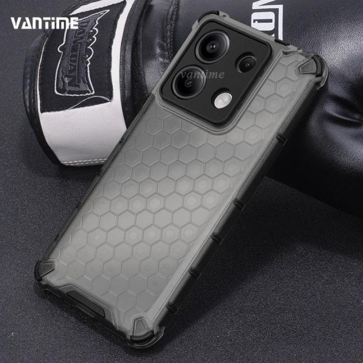 Vantime for Xiaomi Redmi Note 13 5G Case Honeycomb Transparent Back Anti fingerprint Cover ...