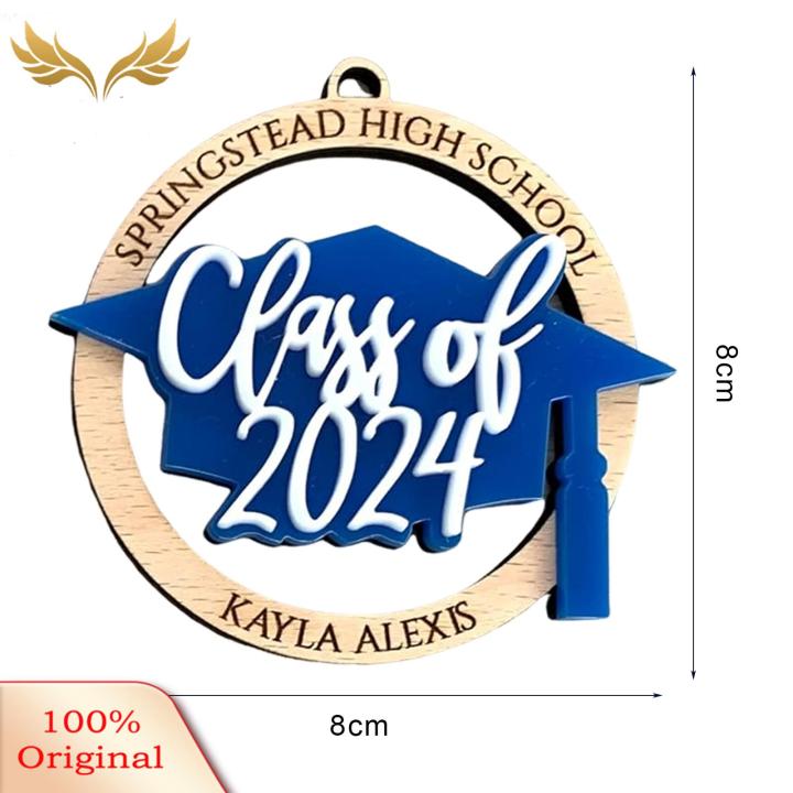 SuperRide Round Tag 2024 Graduation Wooden Card Holder High School ...