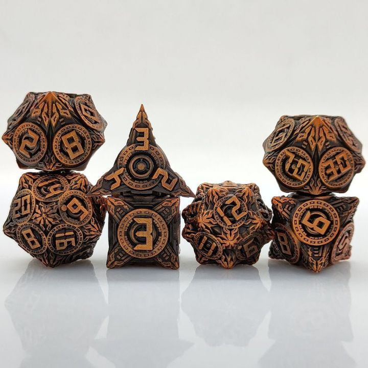 7pcs Mechanical Gear Design Metal Dnd Dice Set Solid Metal Dice Set ...