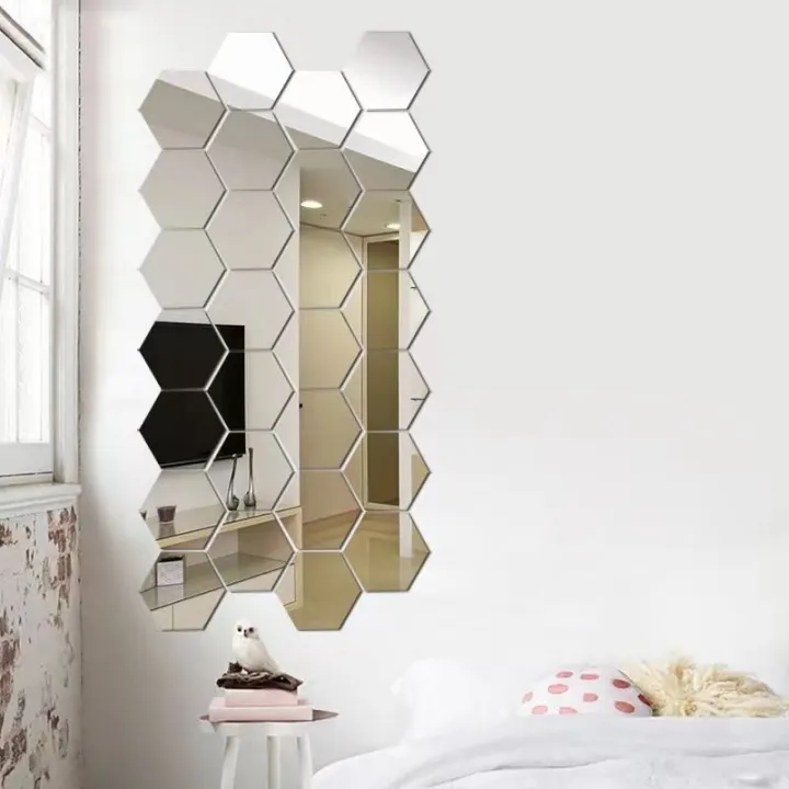 12 Pcs Mirror Effect Tile Wall Sticker | Daraz.lk