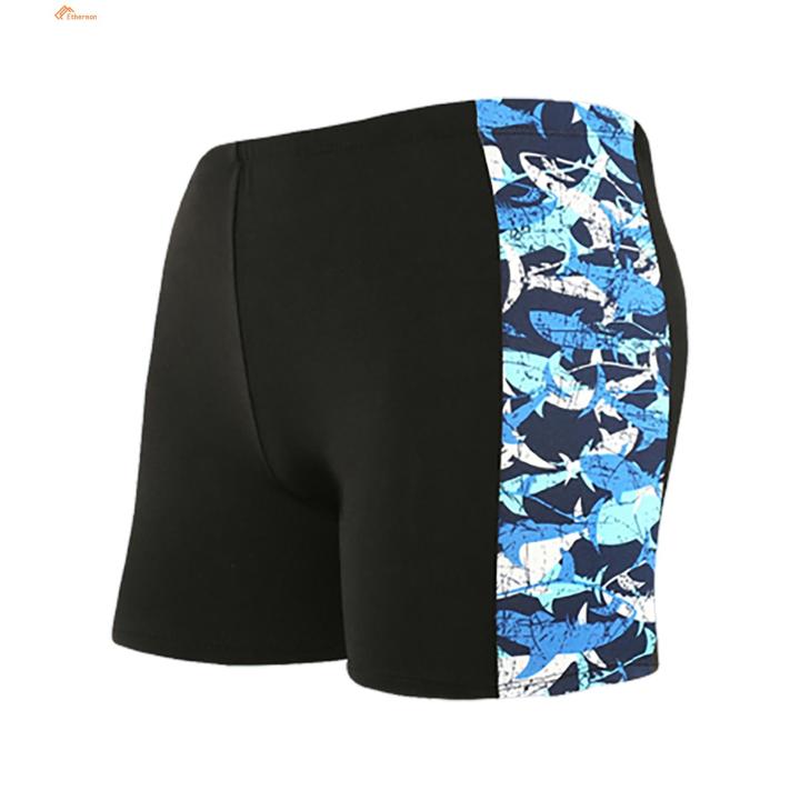 Ethereon Men Swimming Trunks Streamlined Design Geometric Stitching ...