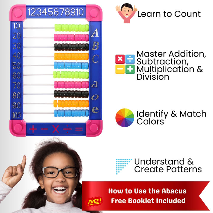 Abacus for Kids with Instructional Guide Booklet| Boost Math Skills ...