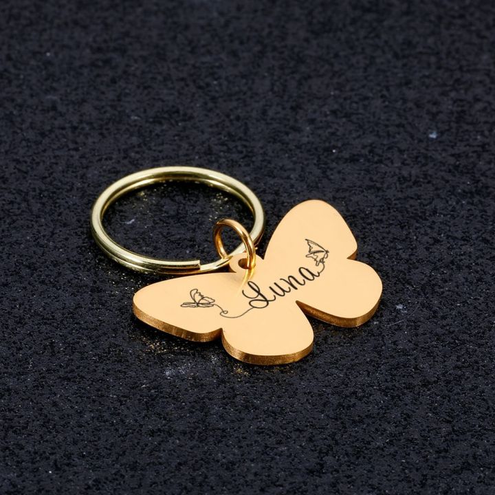 Customizable Butterfly Dog ID Tags Pet Dog Cat Name Medal Collar ...