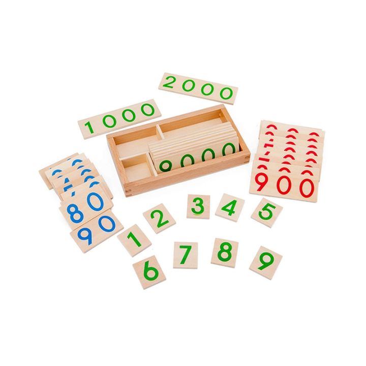 Children's wooden montessori numbers 1-9000 learning card math teaching ...