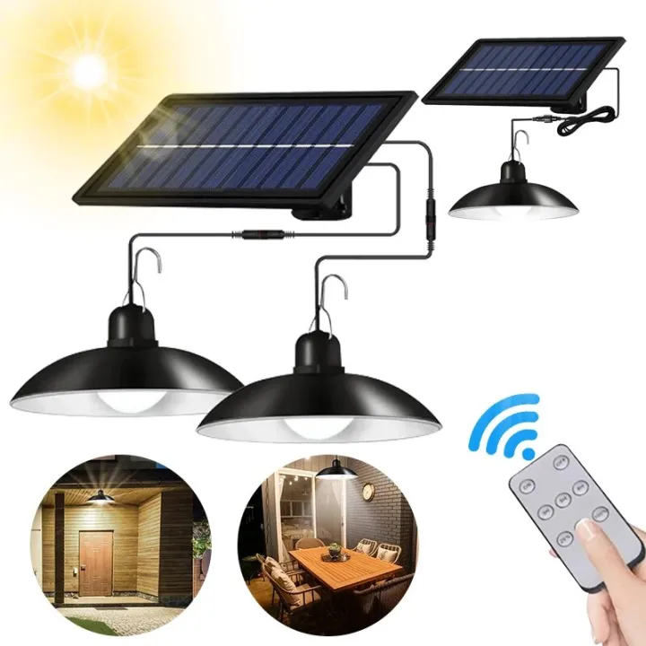 solar toys Double Head Solar Pendant Light IP65 Waterproof LED Solar ...