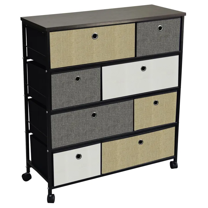 8 Drawer Unit Multicolour Drawers With Dark Brown Wood Top 80Lx30Dx85 ...