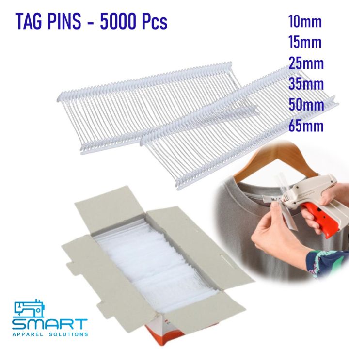 Tag Pins 5000 Pcs box for cloth label tag (Sizes 10mm - 65mm) White ...