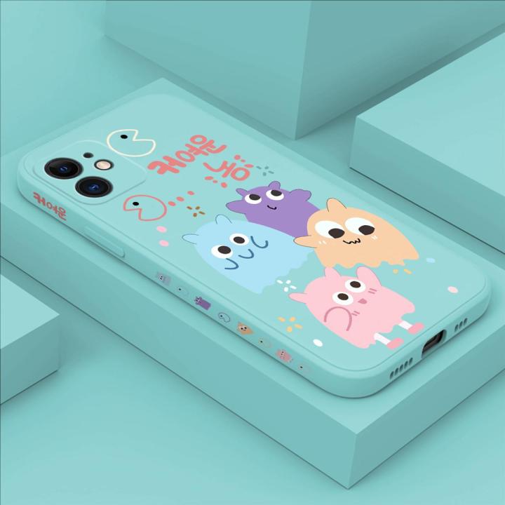 Hontinga for iPhone 11 Case Side Design Cartoon Monster Family Back ...