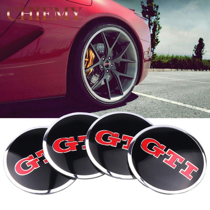 4pcs 56mm GTI Badge Car Wheel Hub Center Cap Sticker for GTI Volkswagen ...