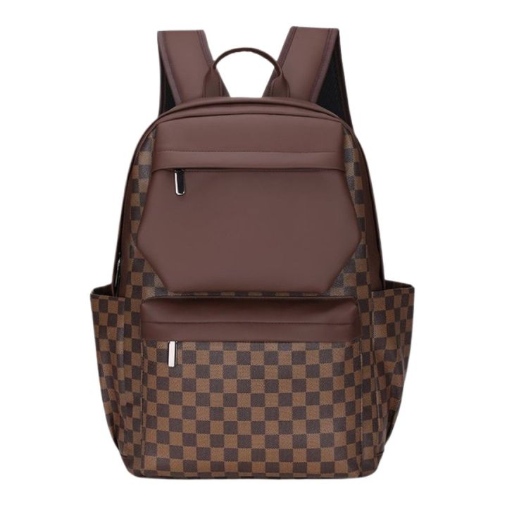 High Quality Checkered Backpack Brown / Black | Daraz.lk