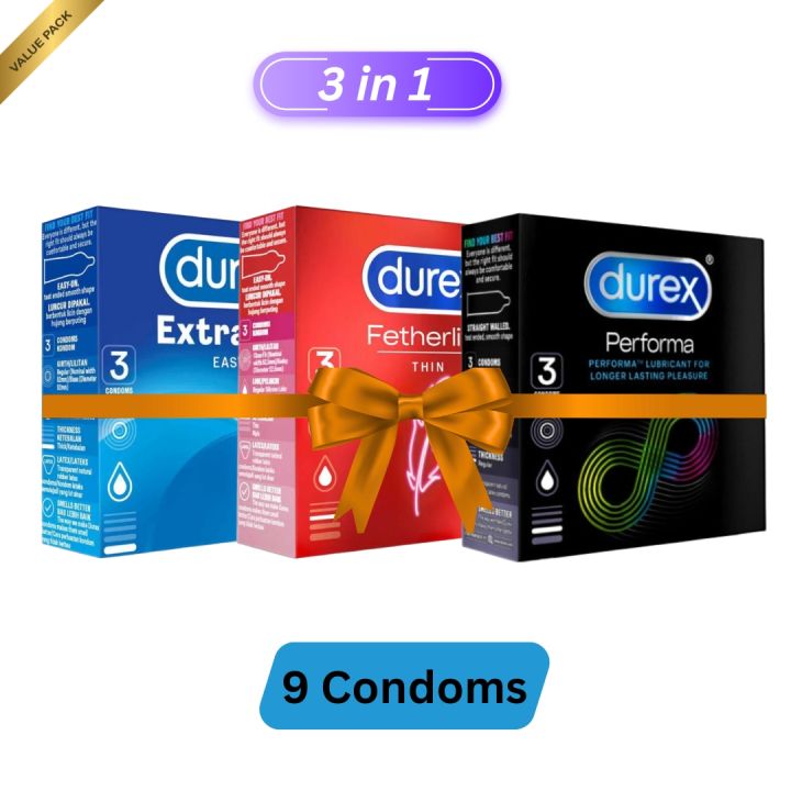 Durex Condom Combo – Pack of 9 – Extra Safe, Long Lasting Performa ...