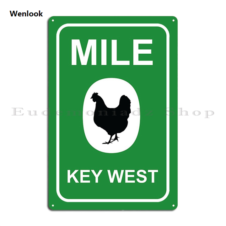 Wenlook Key West Mile 0 Sign Chicken Metal Plaque Poster Decoration ...