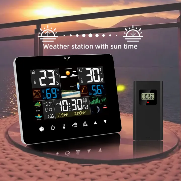 Multifunctional Weather Station Alarm Clock Touch Screen Hygrometer ...
