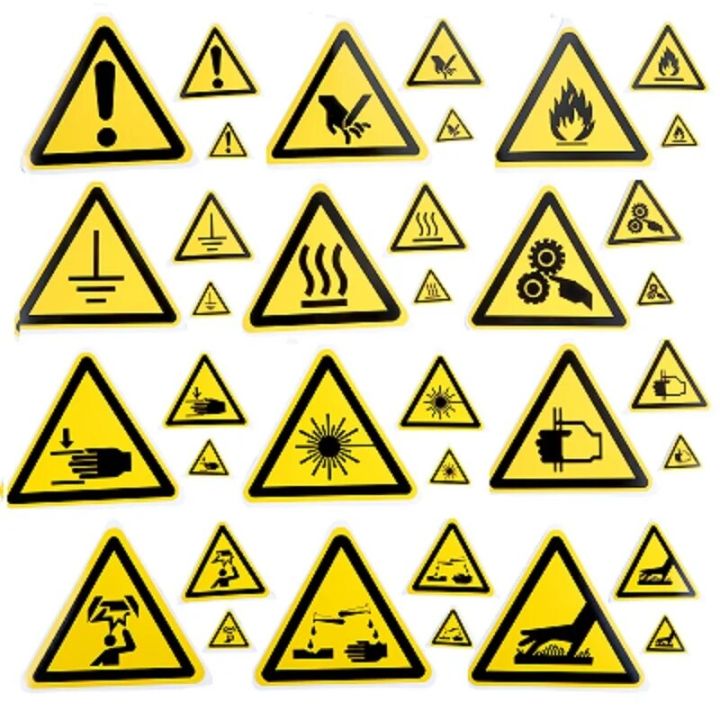 5Pc PVC Warning Signs Sticker Logo Security Safety Labels Water ...