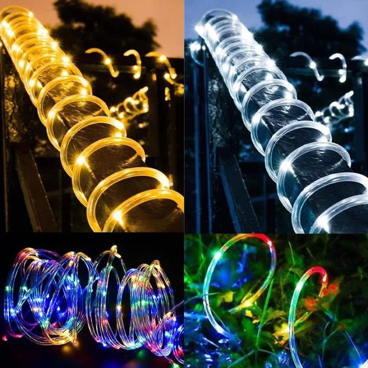 7M 50LEDS Solar Panel Tube Light String PVC Rainbow Tube ...