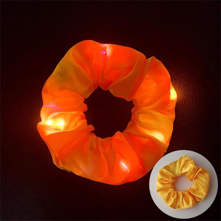 LED Lights Scrunchies Solid Hair Ties Rubber Band Ponytail Holder ...