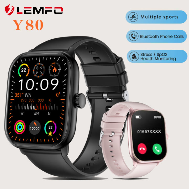 LEMFO Y80 smart watch Womem Heart Rate Bluetooth Call Blood Pressure ...