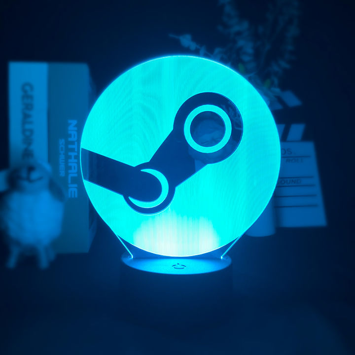 Steam Logo 3d Game Accent For Bedroom Decor Led Night Color Changing ...
