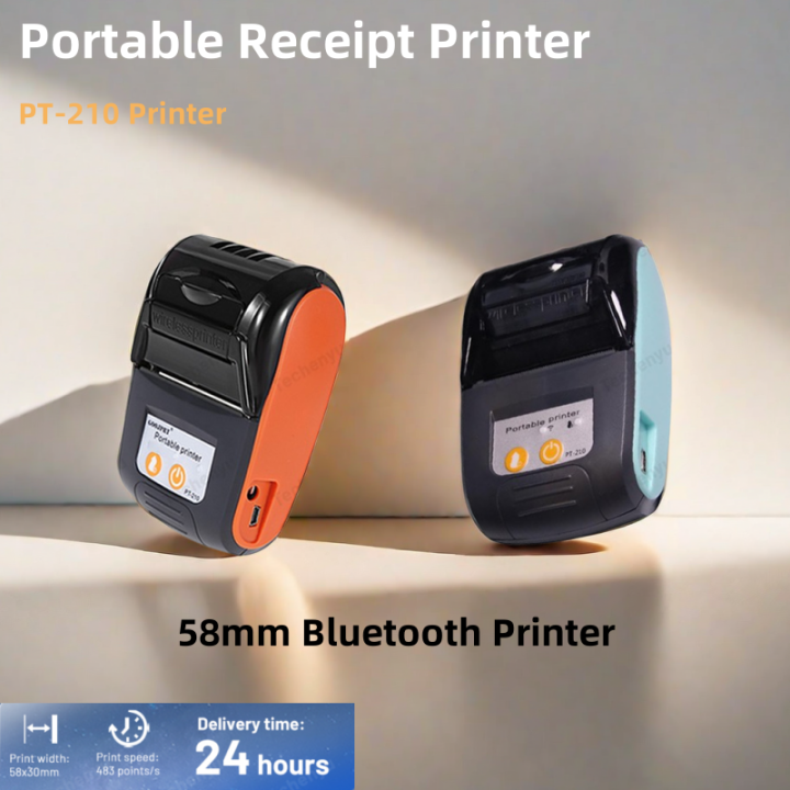 PT210 Portable 2 Inch Mini Thermal Receipt Printer Wireless Bluetooth Pocket 58mm Bill Printer ...