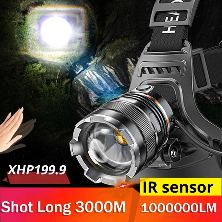 88000000LM LED Headlamp Sensor XHP199.9 5T6 Headlight Flashlight USB ...