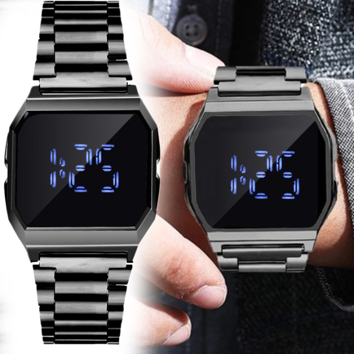 Business Touch Digital Watches For Men LED Stainless Steel Wrist Watch ...