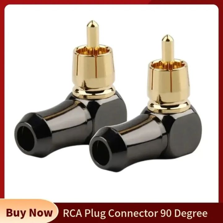 RCA Connector Male L Type 90 Degree Right Angle Elbow RCA Plug Speaker ...