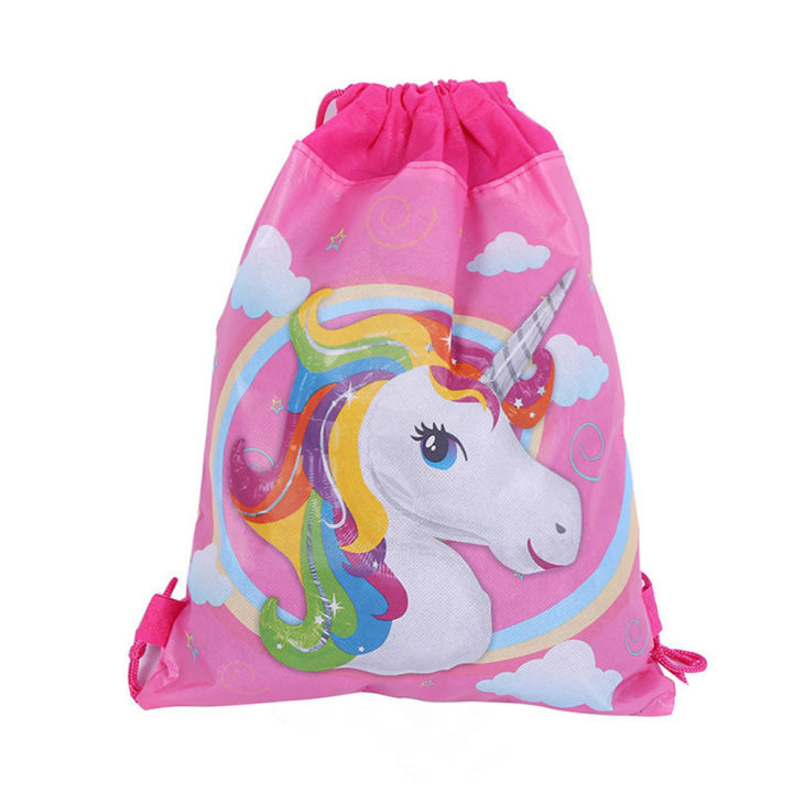 Drawstring Backpack Non-woven Fabric Cartoon A Horned Horse Printed ...