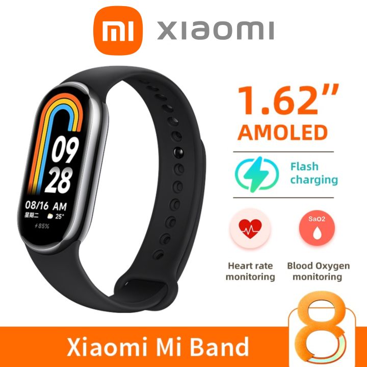 New Xiaomi Mi Band 8 Smart Bracelets 1.62'' AMOLED Display Blood Oxygen Heart Rate Monitoring ...