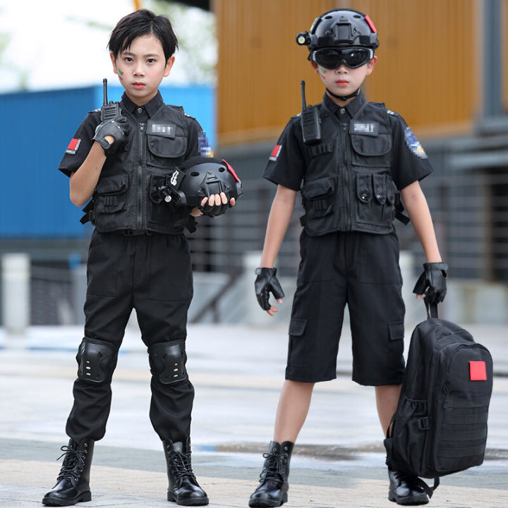 Children's Police Uniform Summer Short-Sleeved Police Clothing Boys ...