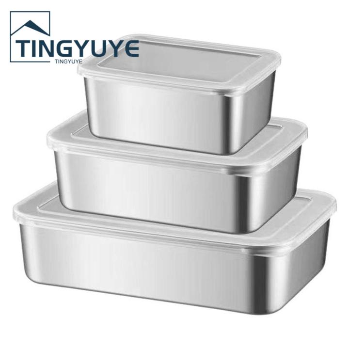 Stainless Steel Food Canisters 3pcs Bacon Cheese Container Airtight ...