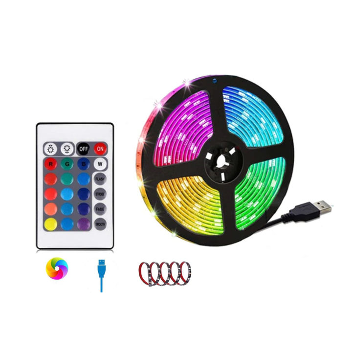 5m RGB Colour Changing Lighting Strip with Remote and Control Box for ...
