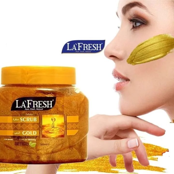 Lafresh Gold Body & Face Scrub with Collagen and Vitamin E | Daraz.lk