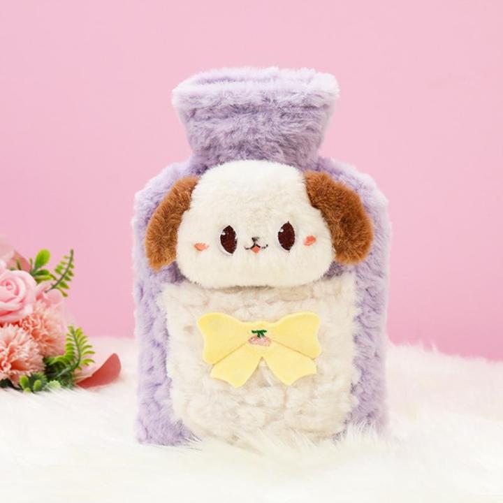 Cute Hot Water Bottle Bag Cartoon Plush Squinting Rabbit Shape Hand ...
