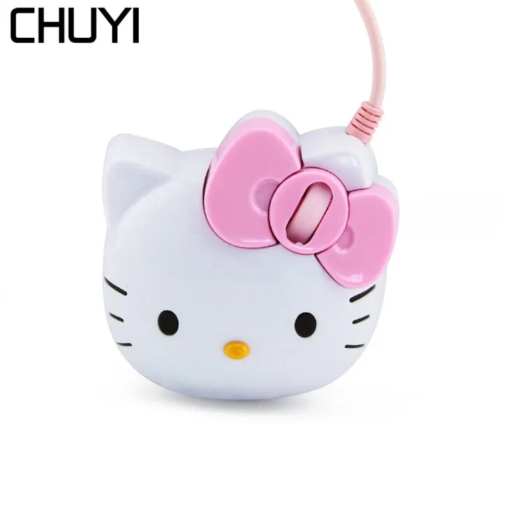 CHUYI Mini Hello Kitty Wired Mouse Optical Cartoon Cat Computer Mice ...