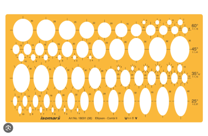 Isomars Degrees Ellipses and Assorted Sizes Drawing Stencil Template ...
