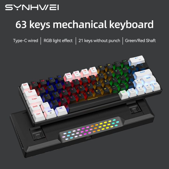 Mechanical Keyboard 63 Keys Blue /Red Switch Cooling RGB Backlit Keypad ...