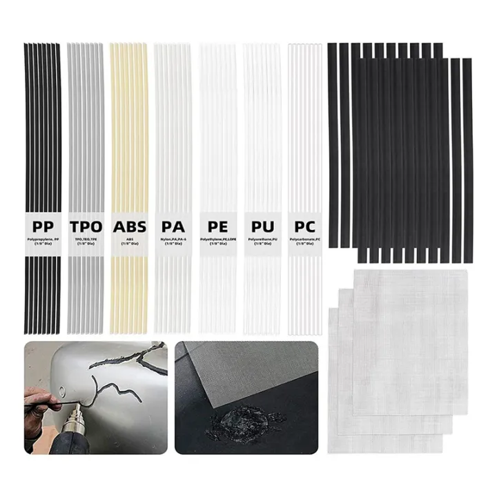 75Pcs 13 inch Plastic Welding Rods Assorted Set with Stainless Steel ...