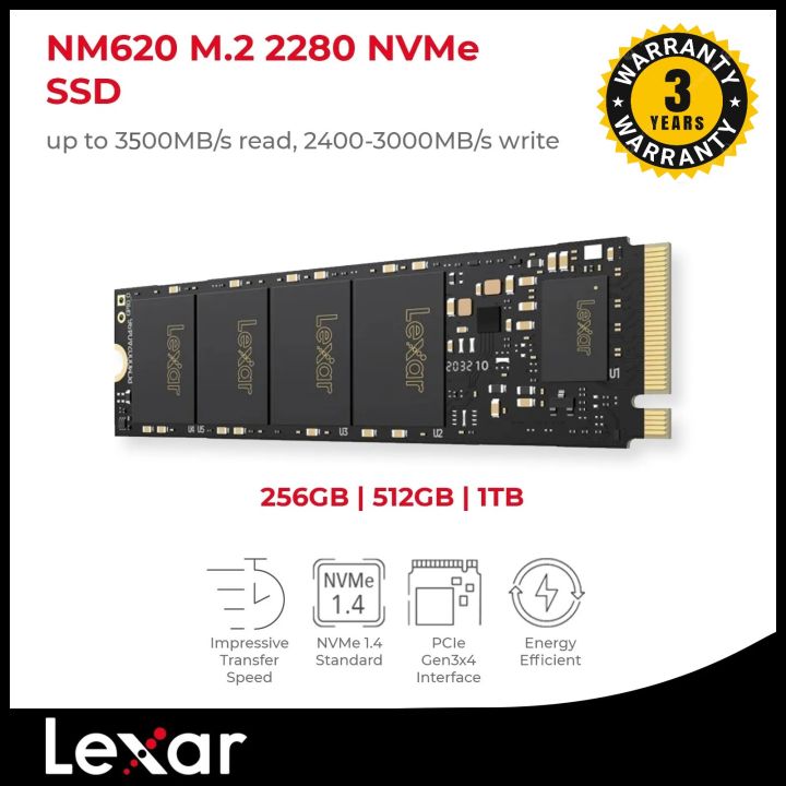 Lexar NM620 SSD NVMe M2 High Speed Solid State Drive 256GB 512GB PCIe3 ...
