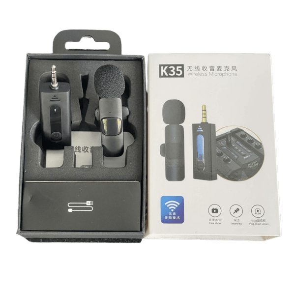 Wireless Microphone Record Microphone k35 2.4Ghz Smart Noise Cancelling Mini Portable Lavalier ...