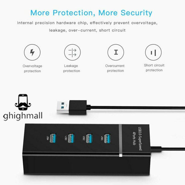 Super Speed Usb Hub 3.0 Pc Adapter Splitter High Speed Port 4-Port for ...
