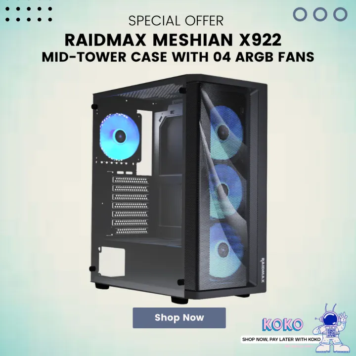 RAIDMAX MESHIAN X922 ARGB MID-TOWER GAMING CASE WITH 4 ARGB FANS | Gaming Desktop Casing | Daraz.lk