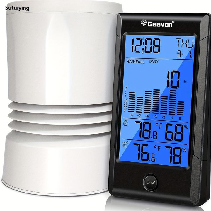 Sutuiying Geevon Wireless Digital Rain Gauge With Outdoor Temperature ...