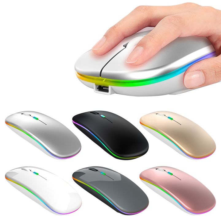 Rechargeable Wireless Mouse Computer Mouse Gamer LED 2.4GHz PC Mice ...
