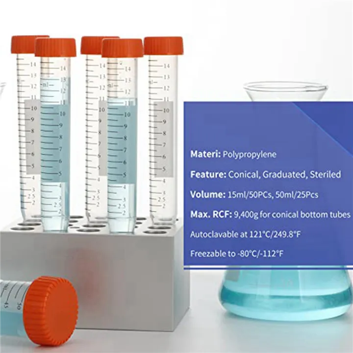 Conical Centrifuge Tubes 50Ml, 100 Pcs, Sterile Test Tubes with Screw ...